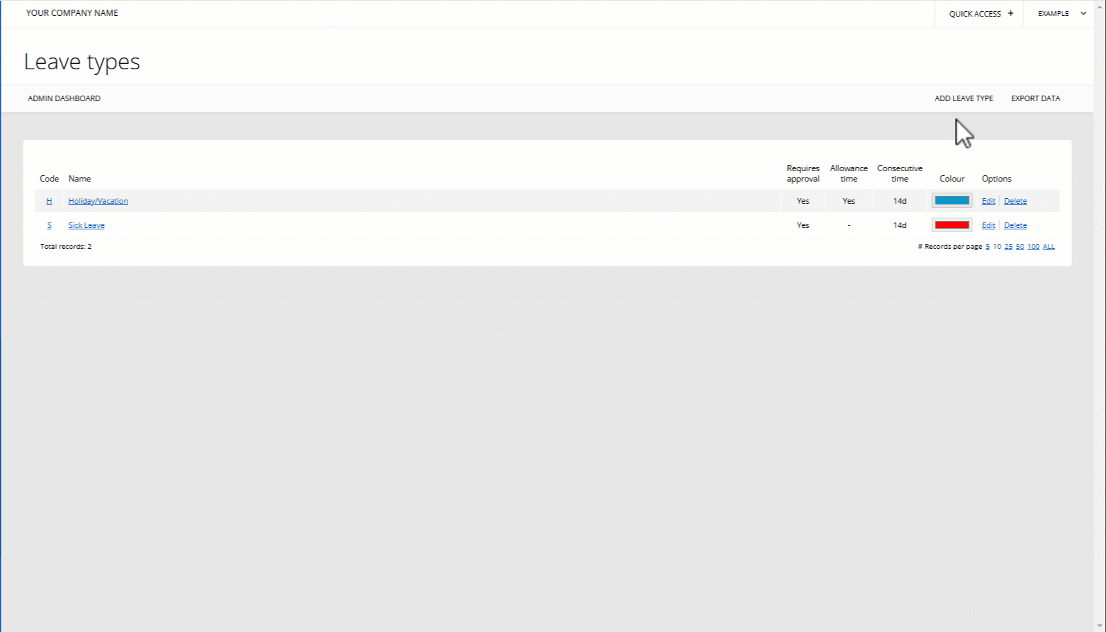 Setting up your Leave Types | Knowledgebase | WhosOff